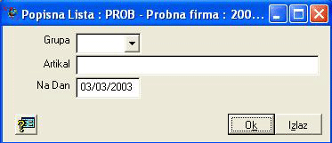 Popisna Lista-Maloprodaja